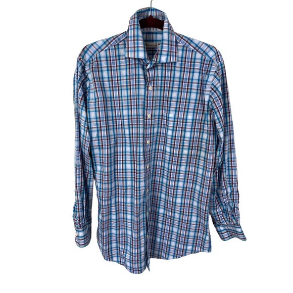 Peter Millar | Shirts | Peter Millar Mens Button Down Shirt Medium Blue Plaid Long Sleeve ...